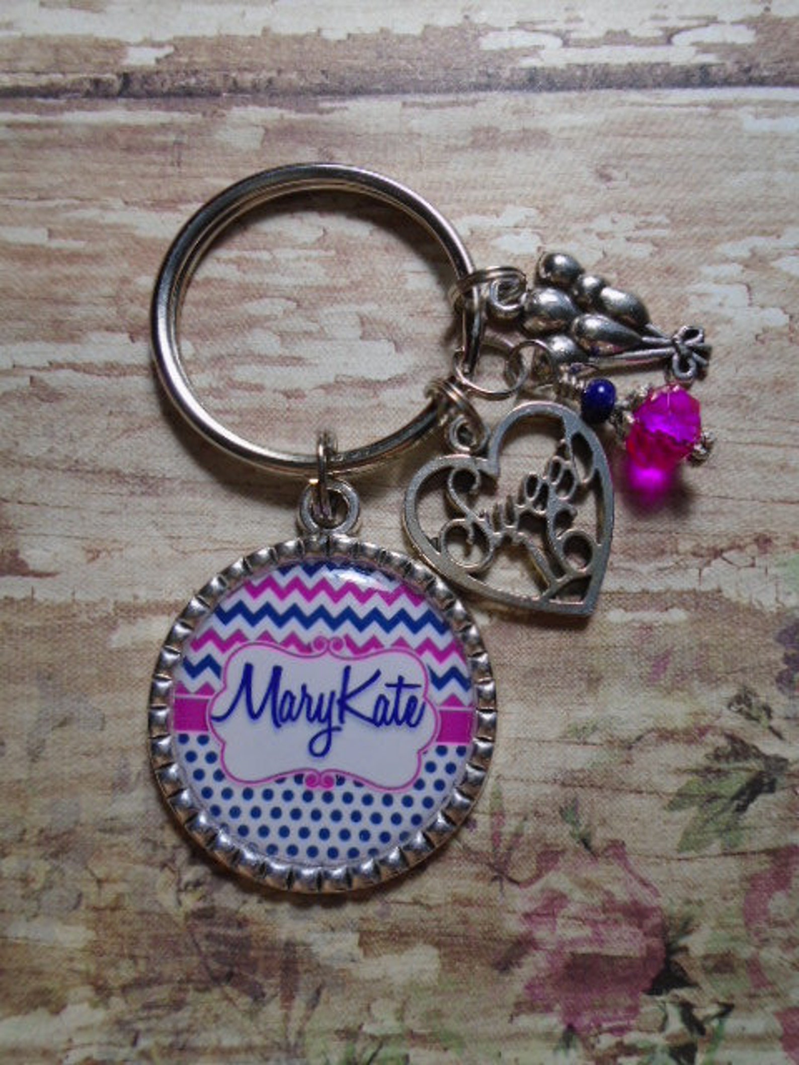 Sweet 16 Personalized Key Chain With Charms - Etsy