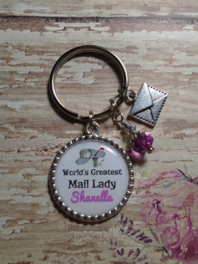 Personalized World's Greatest Mail Man/mail Lady Key Chain With Charms ...