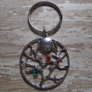 Family Tree Birthstone Key Chain With Family Charm - Etsy