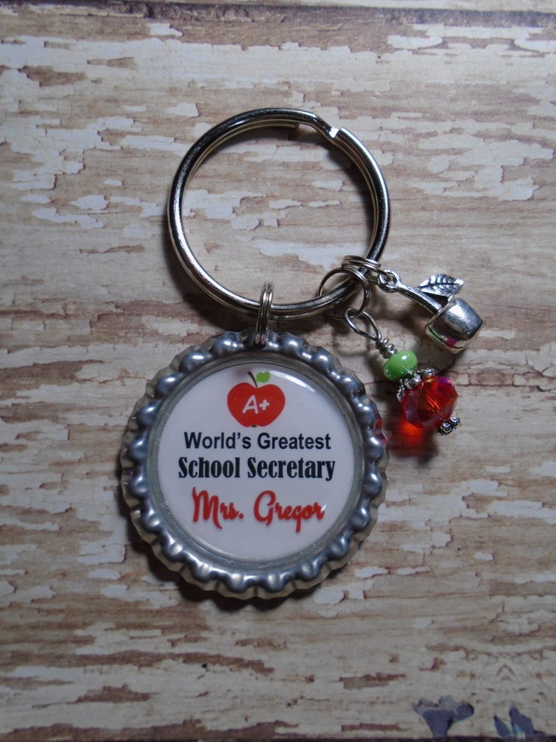 Personalized School Secretary Key Chain With Charms | Etsy
