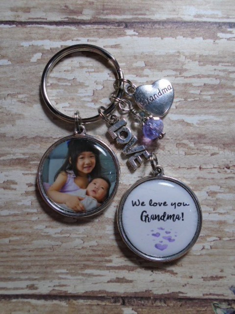 Personalized Family Photo Double-sided Key Chain With Charms | Etsy