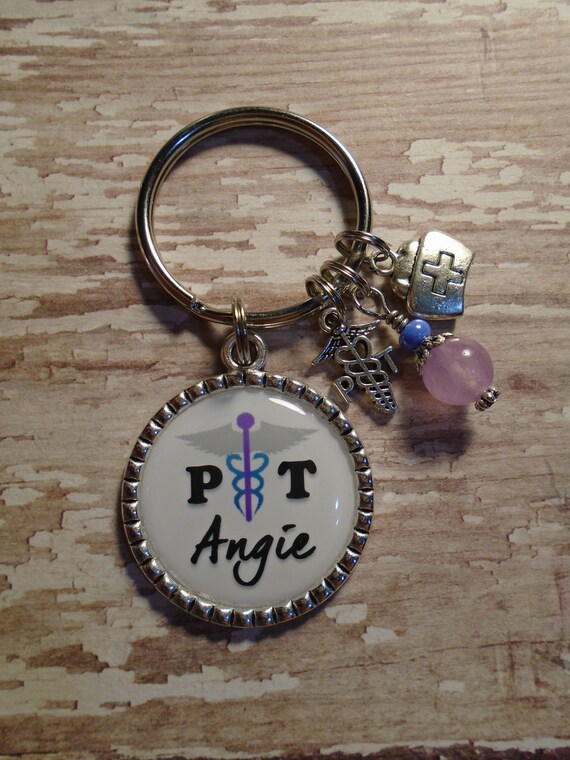 Personalized Therapist key chain with charms PT OT RT | Etsy