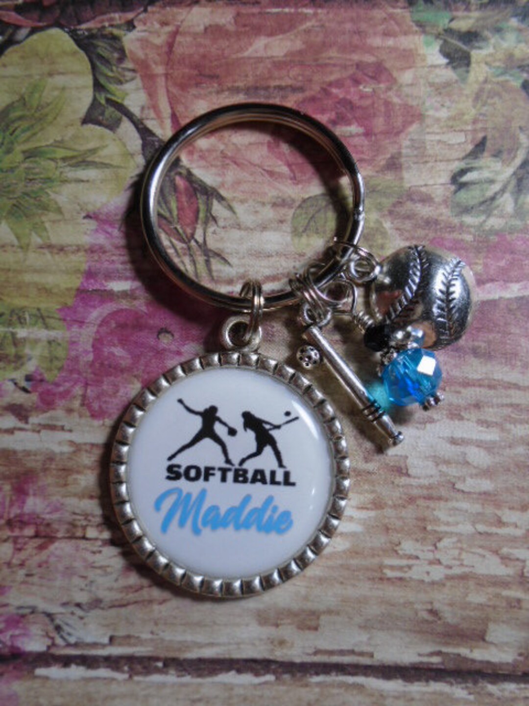 Personalized Softball Key Chain With Charms - Etsy