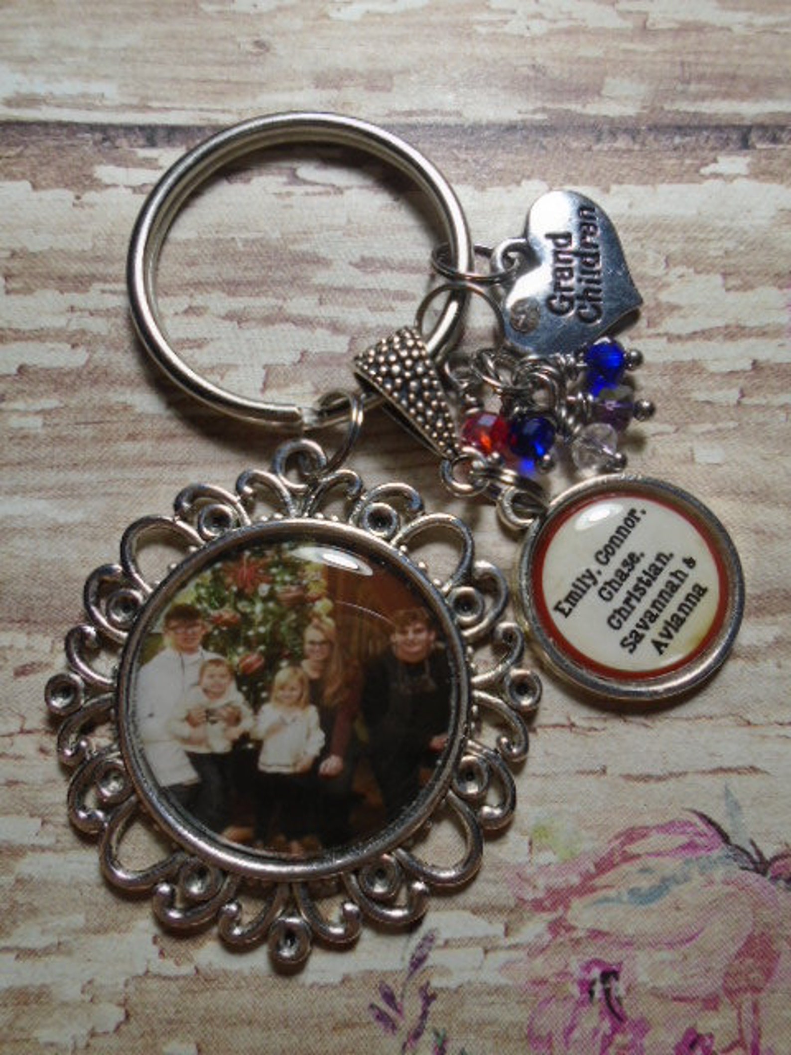 Grand Children Family Kids Photo Key Chain With Names and Charms - Etsy