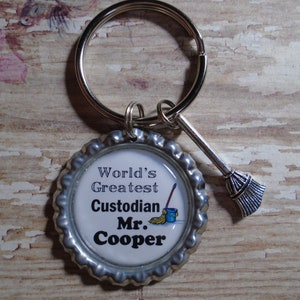 World's Greatest Custodian/janitor Key Chain With Charms - Etsy