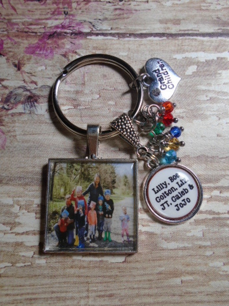 Grand Children Family Kids Photo Key Chain With Names and - Etsy