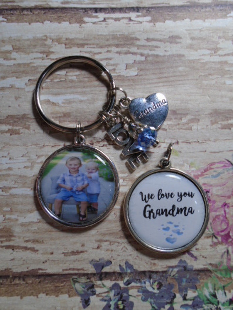 Personalized Family Photo Double-sided Key Chain With Charms | Etsy