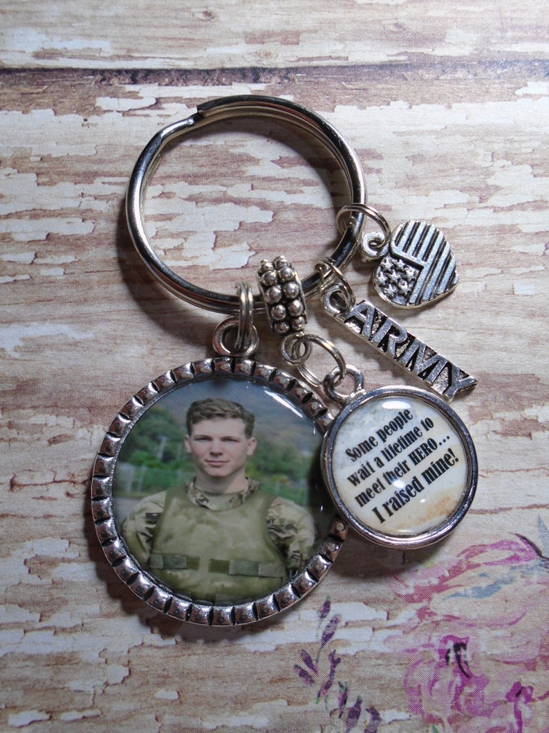 My hero double military mom key chain with charms | Etsy