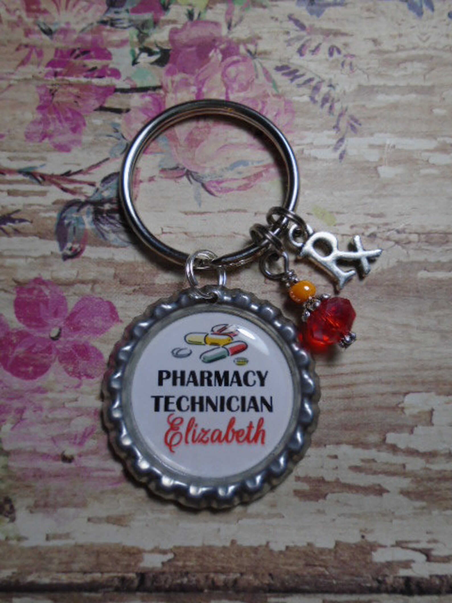 Personalized Pharmacy Technician key chain with charms | Etsy