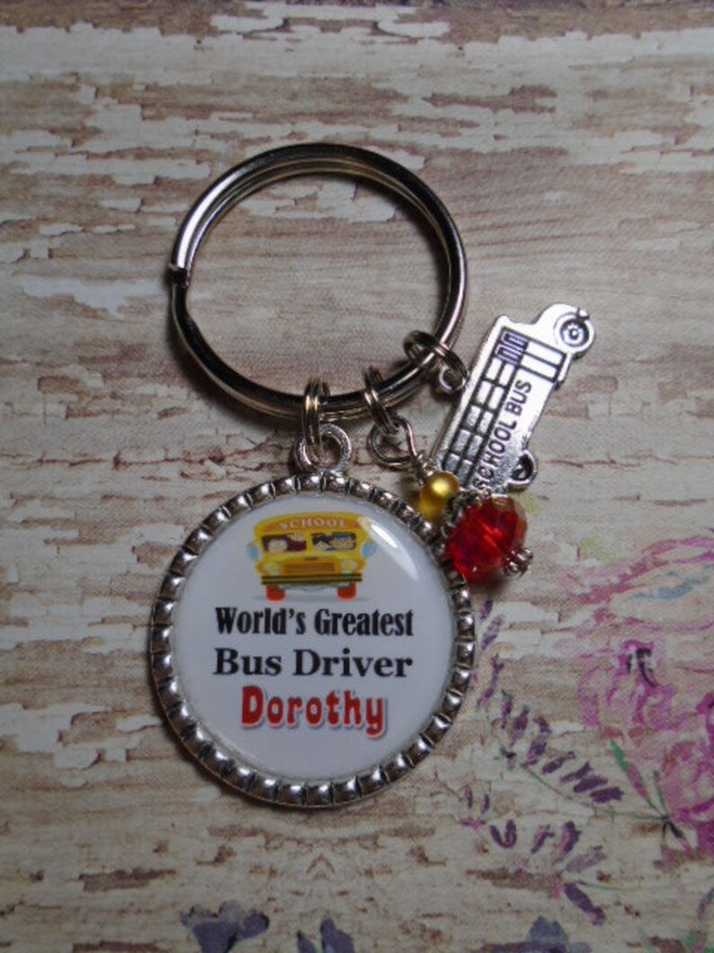 Personalized Bus Driver Key Chain With Charms | Etsy