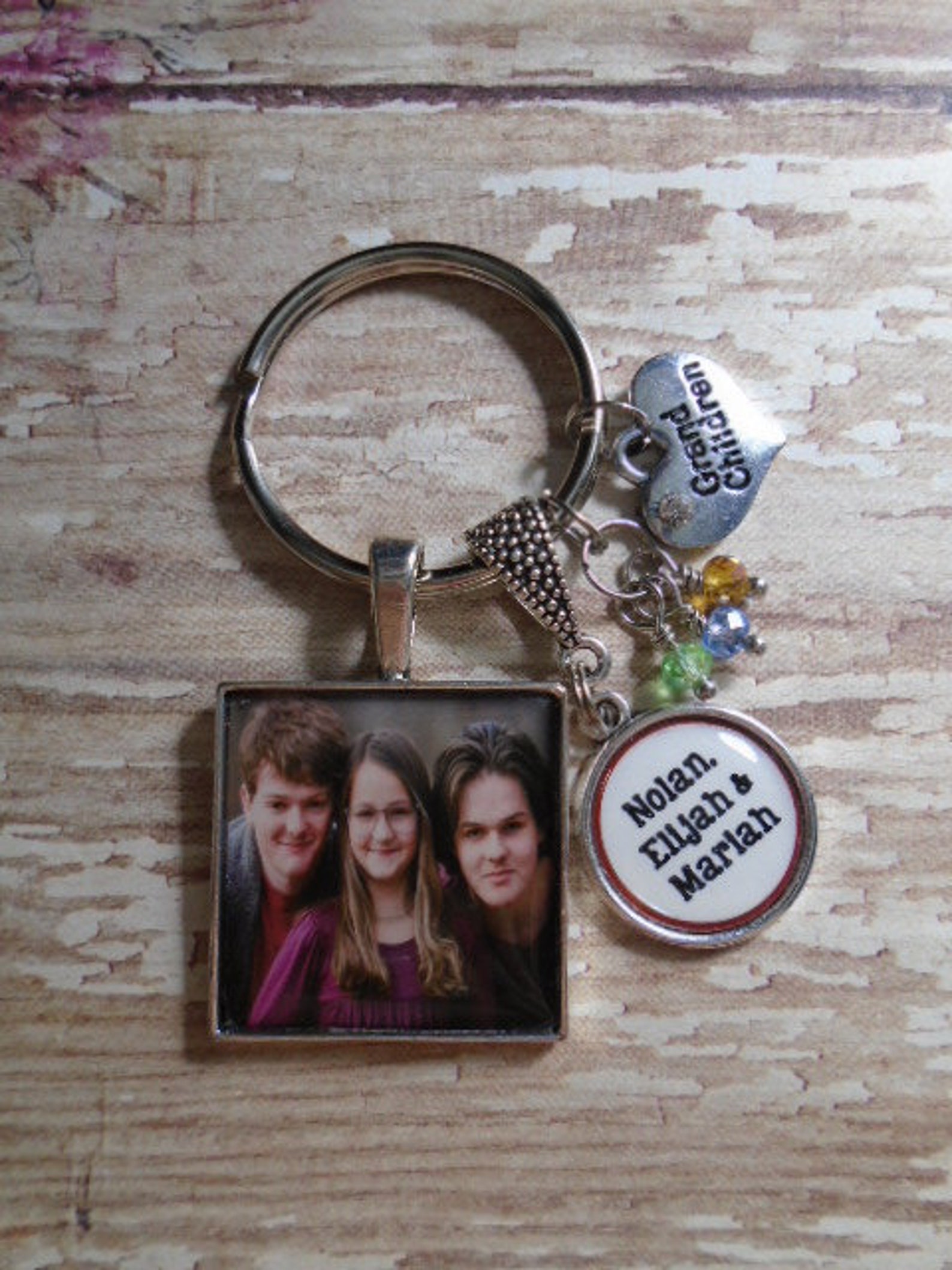 Grand Children Family Kids Photo Key Chain With Names and - Etsy