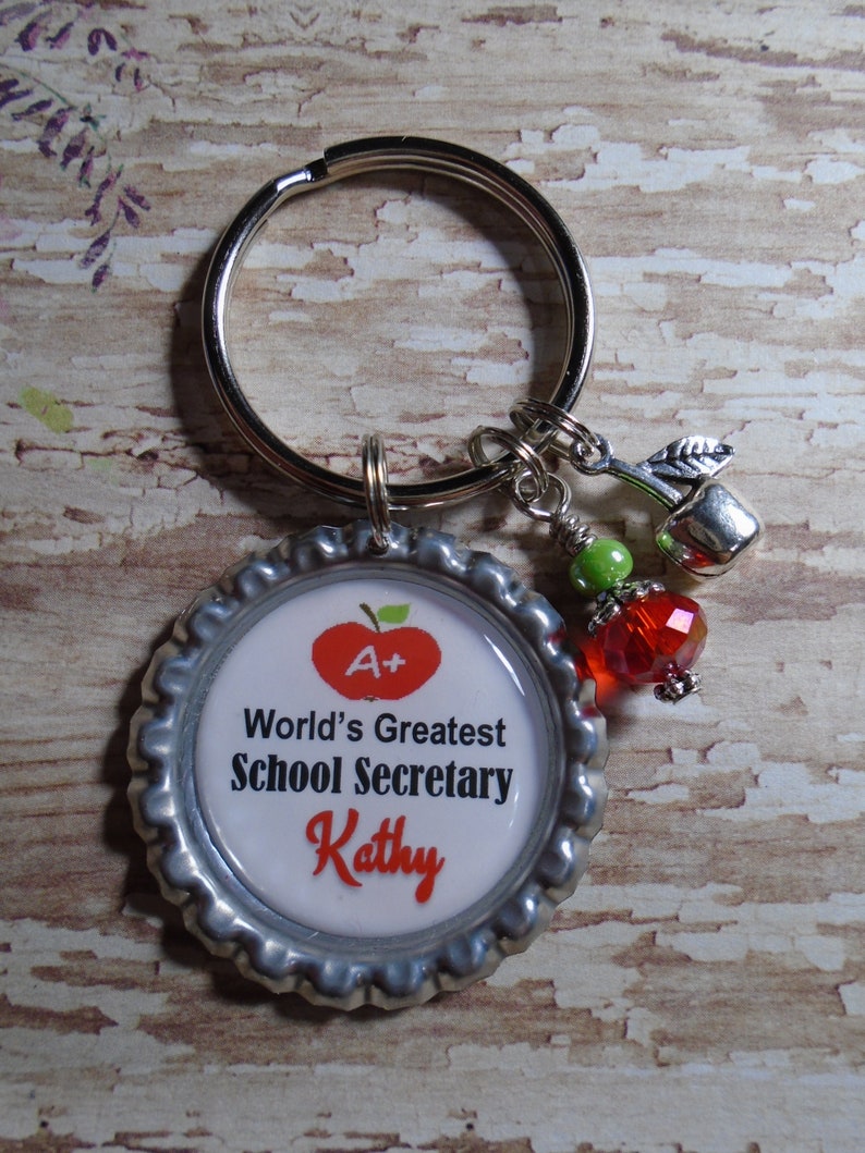 Personalized School Secretary Key Chain With Charms | Etsy