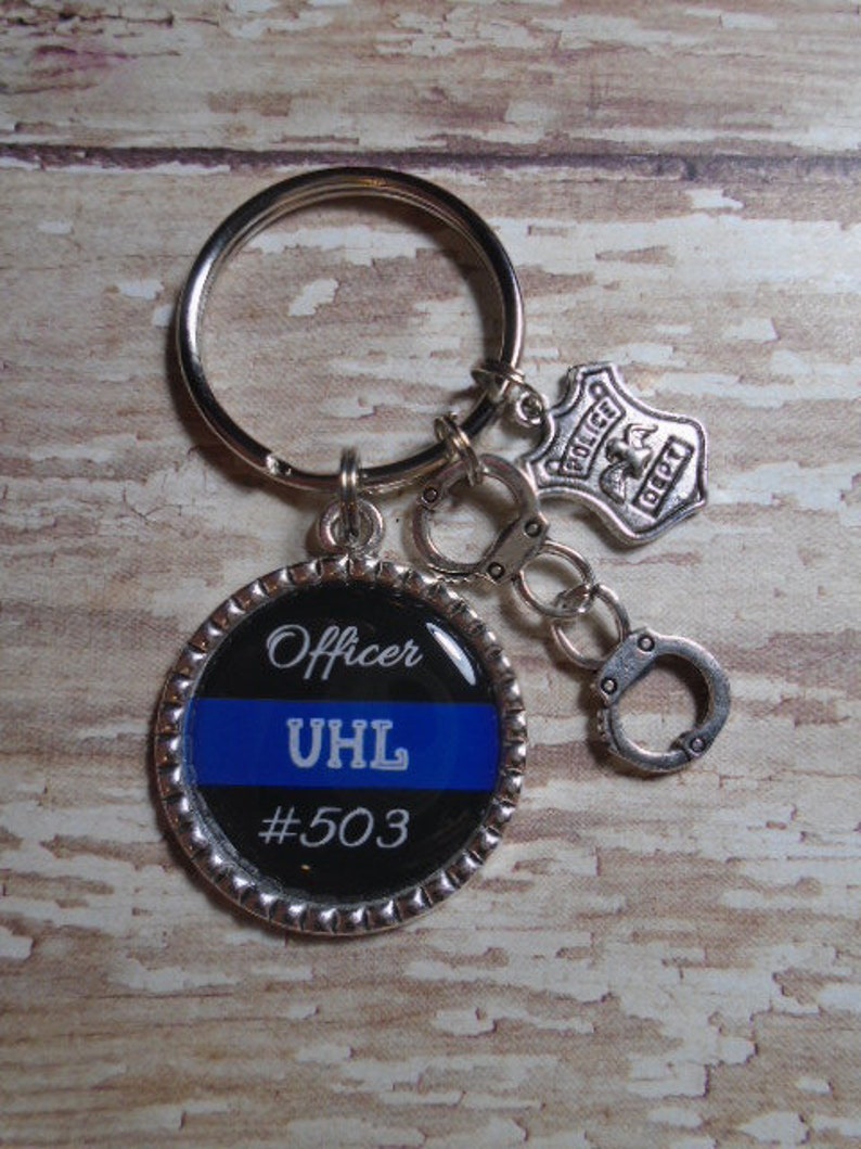 Personalized Police Officer keychain with charms | Etsy