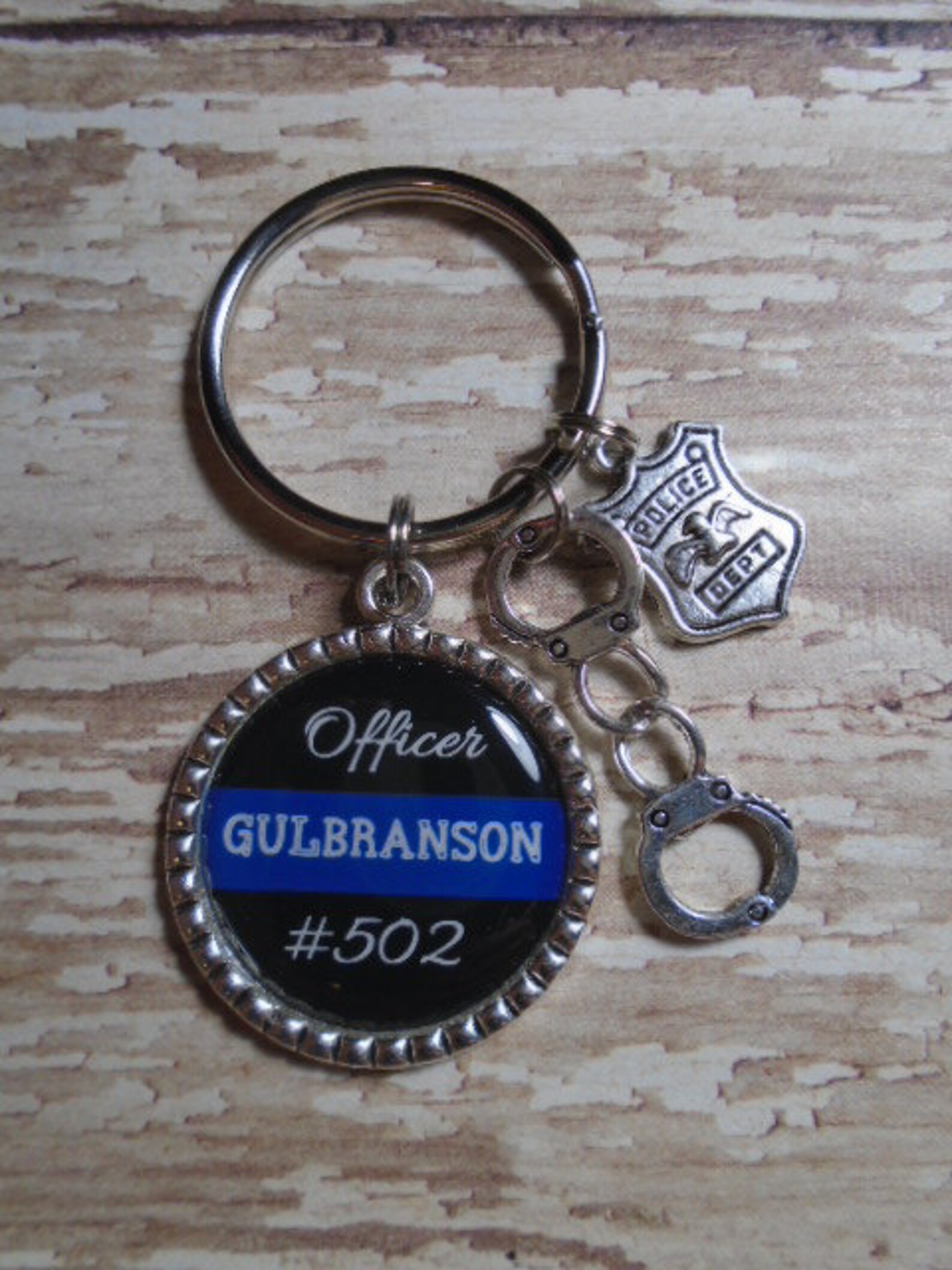 Personalized Police Officer Keychain With Charms | Etsy