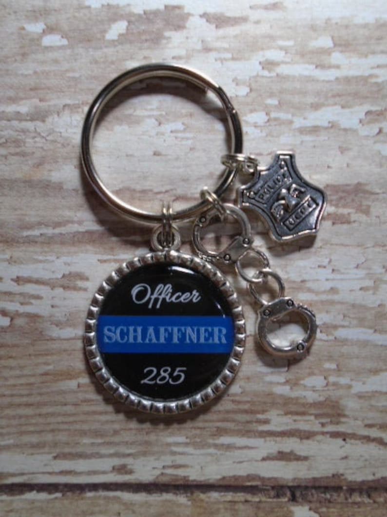 Personalized Police Officer keychain with charms | Etsy