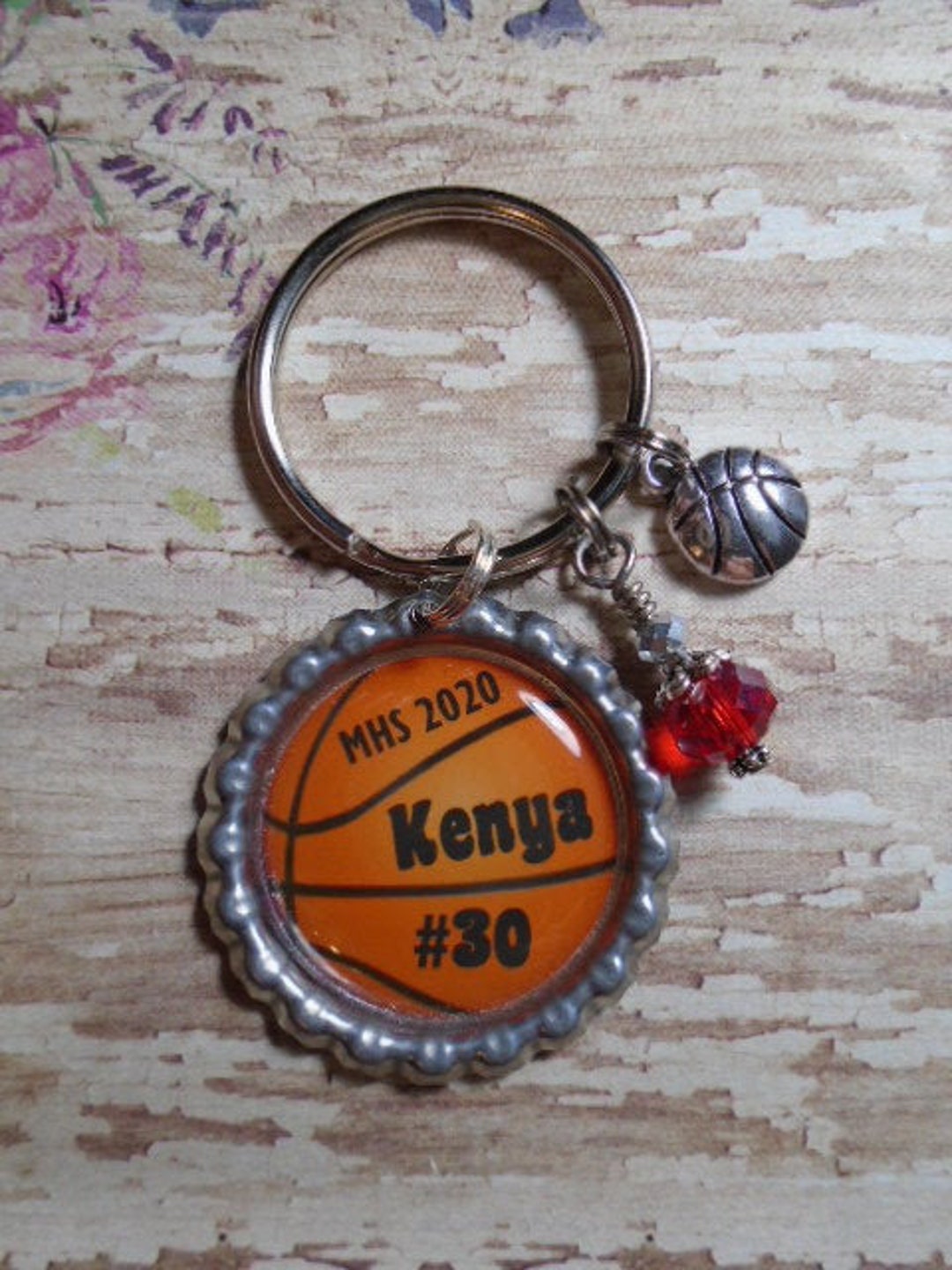 Personalized Basketball Key Chain With Charms - Etsy