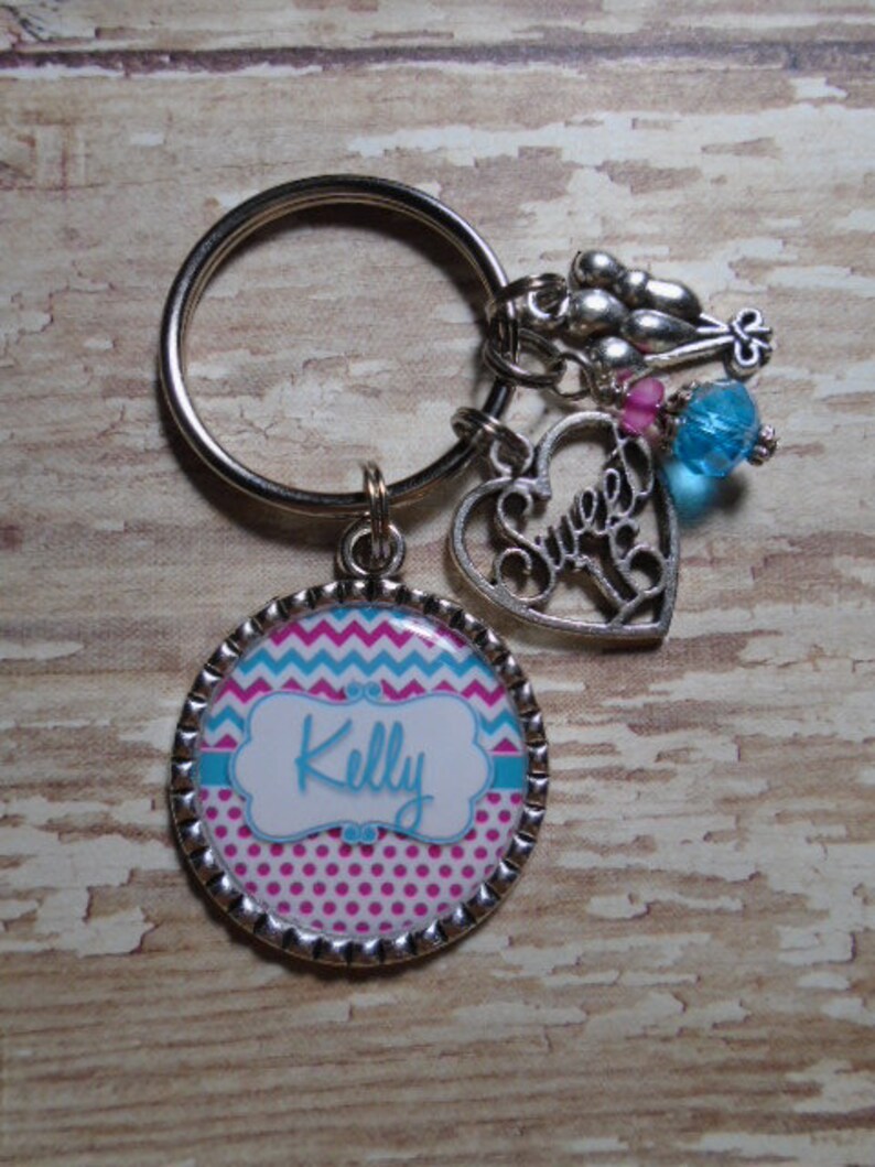 Sweet 16 Personalized Key Chain With Charms - Etsy