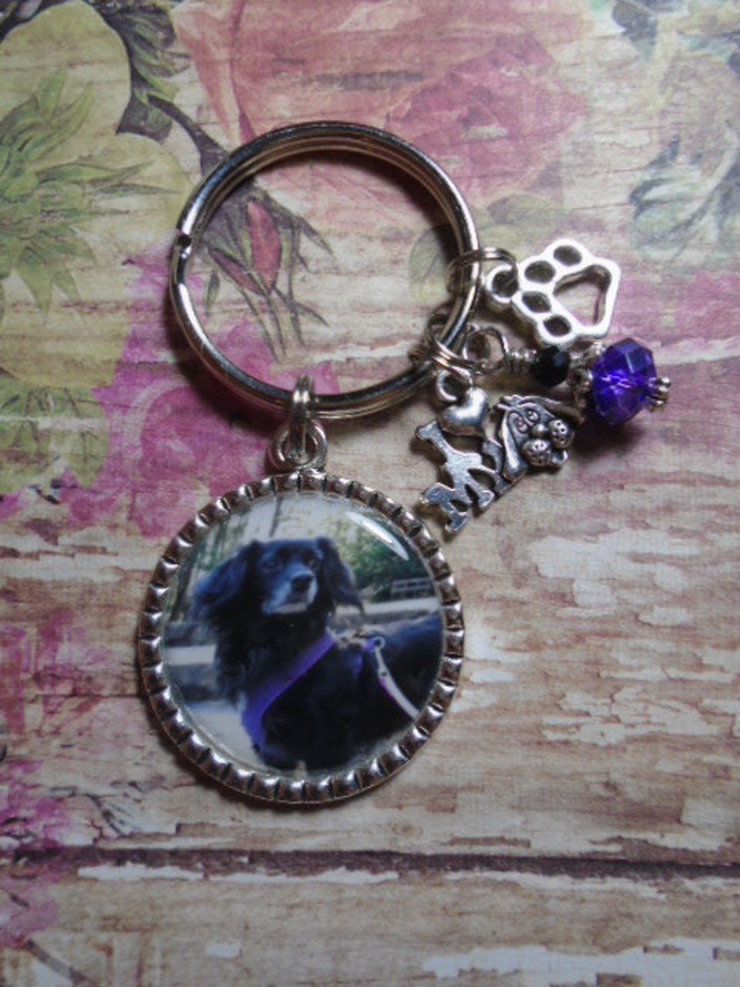 Photo Pet Dog/cat Key Chain With Charms - Etsy
