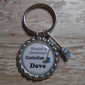 World's Greatest Custodian/janitor Key Chain With Charms - Etsy