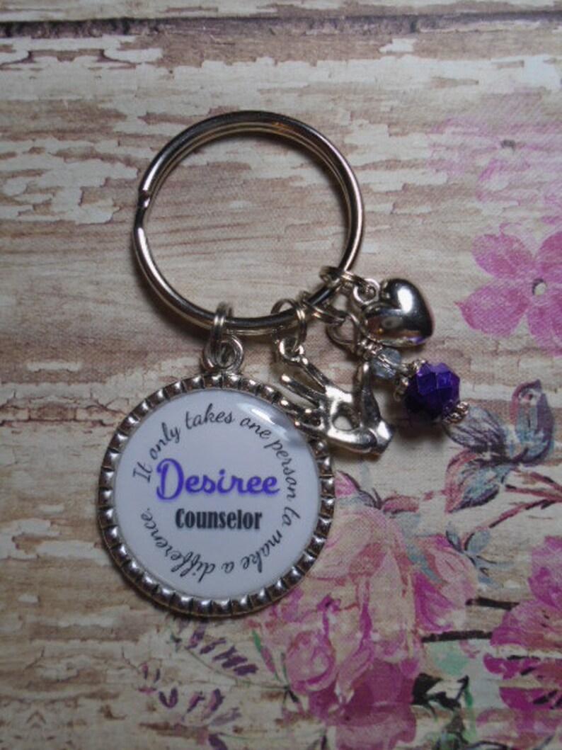 Counselor personalized key chain with charms | Etsy
