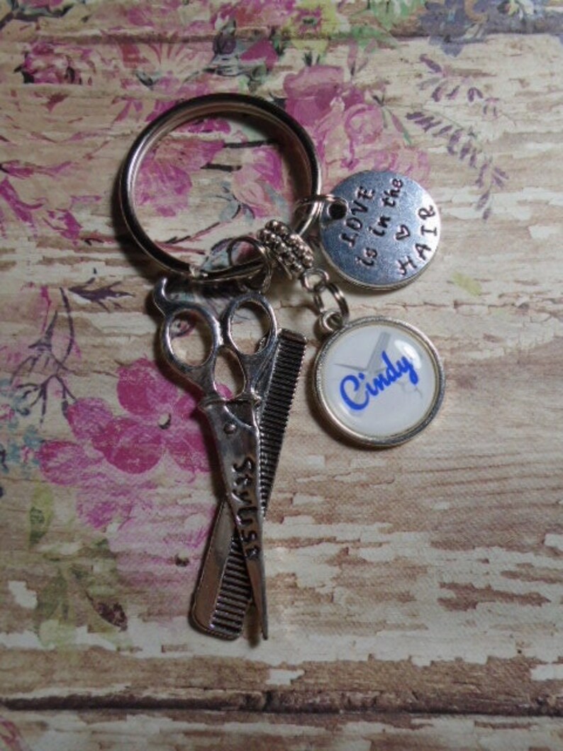 Personalized Hair Stylist Key Chain With Charm | Etsy