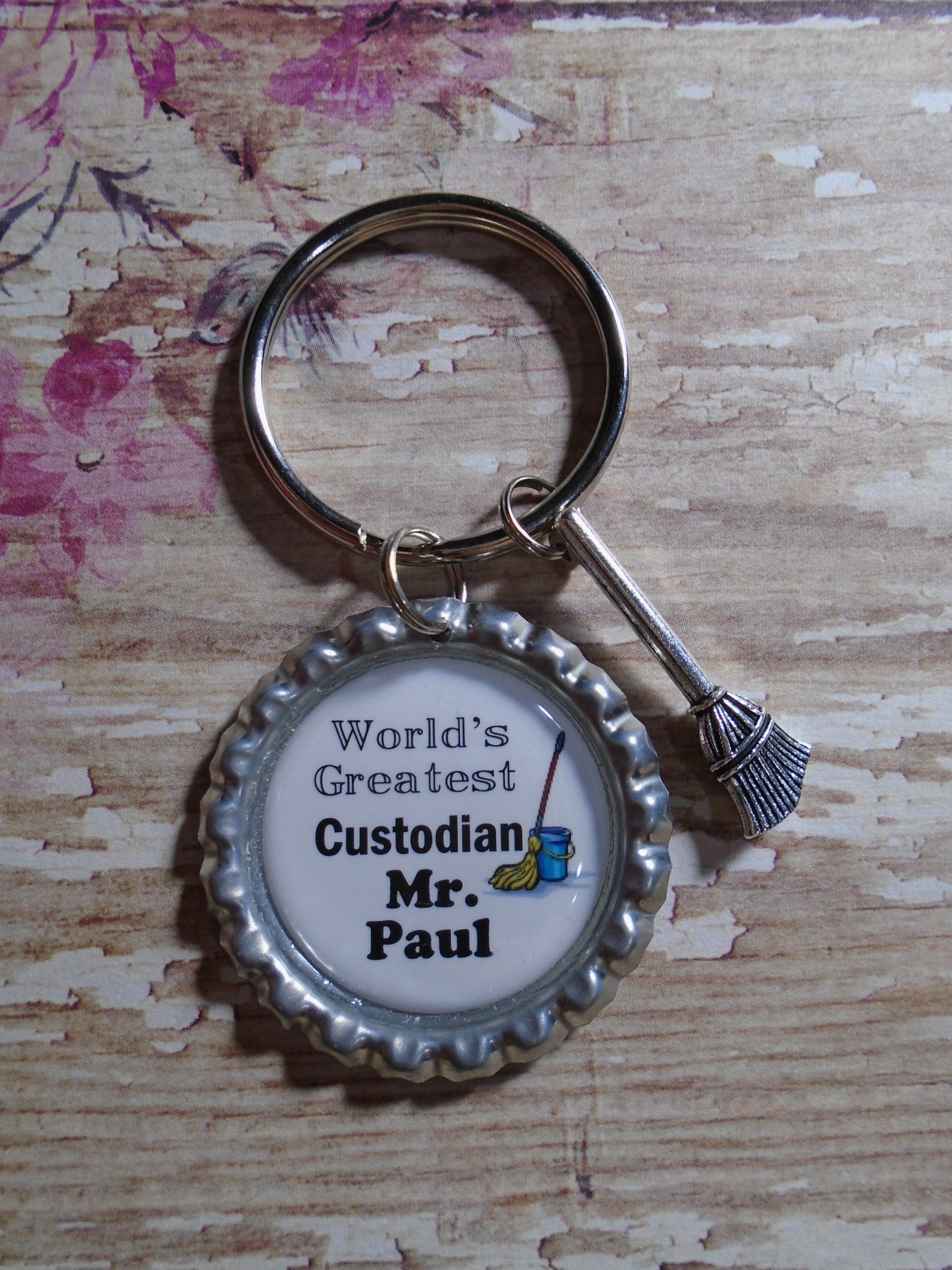 World's Greatest Custodian/janitor Key Chain With Charms - Etsy