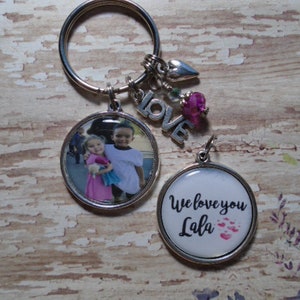 Personalized Family Photo Double-sided Key Chain With Charms for Mom ...
