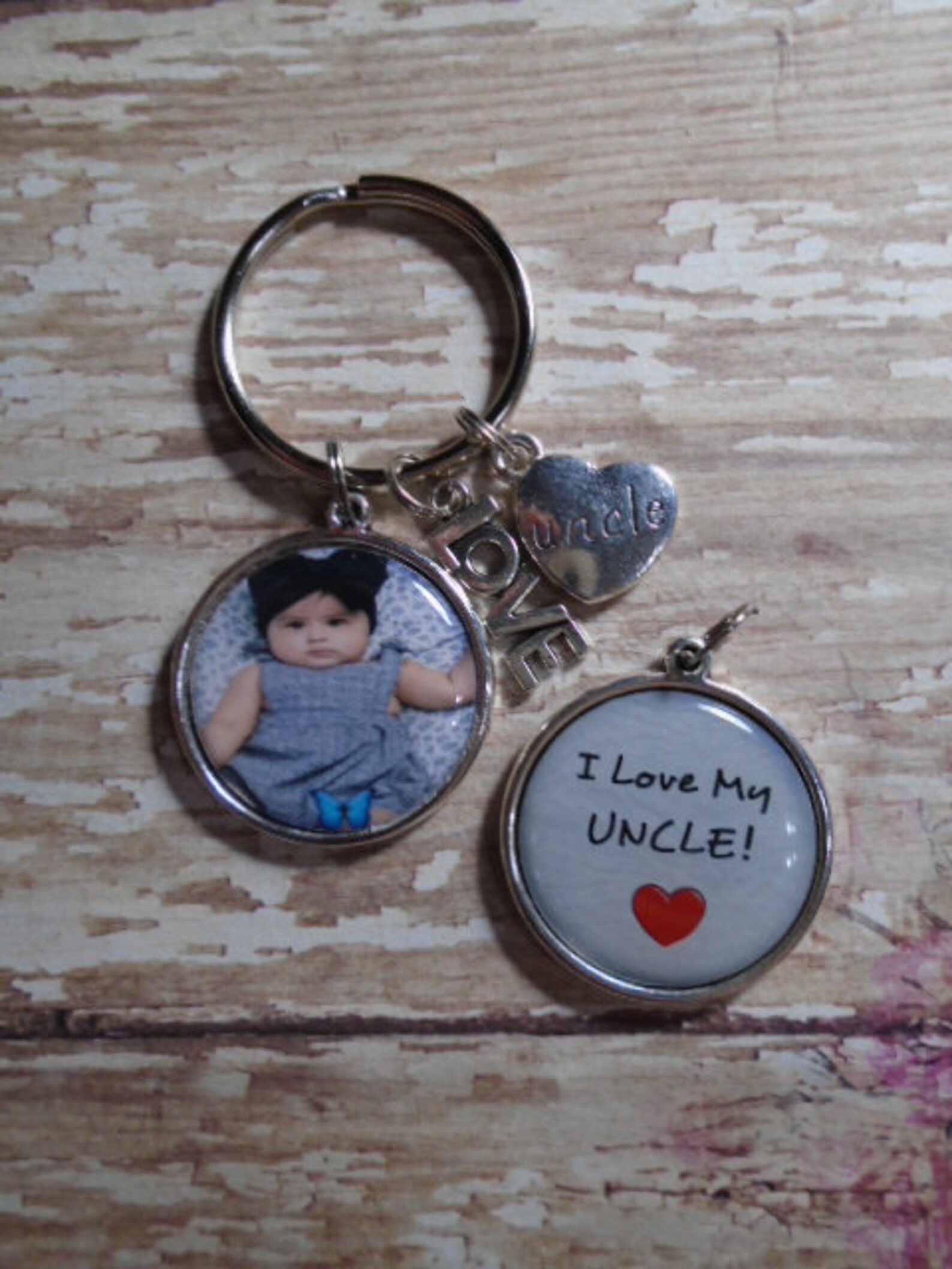 Personalized Family Photo Double-sided Key Chain With Charms - Etsy