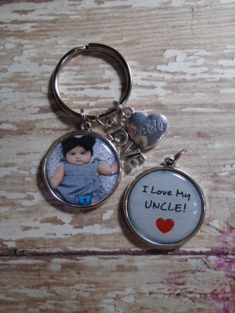 Personalized Family Photo Double-sided Key Chain With Charms - Etsy