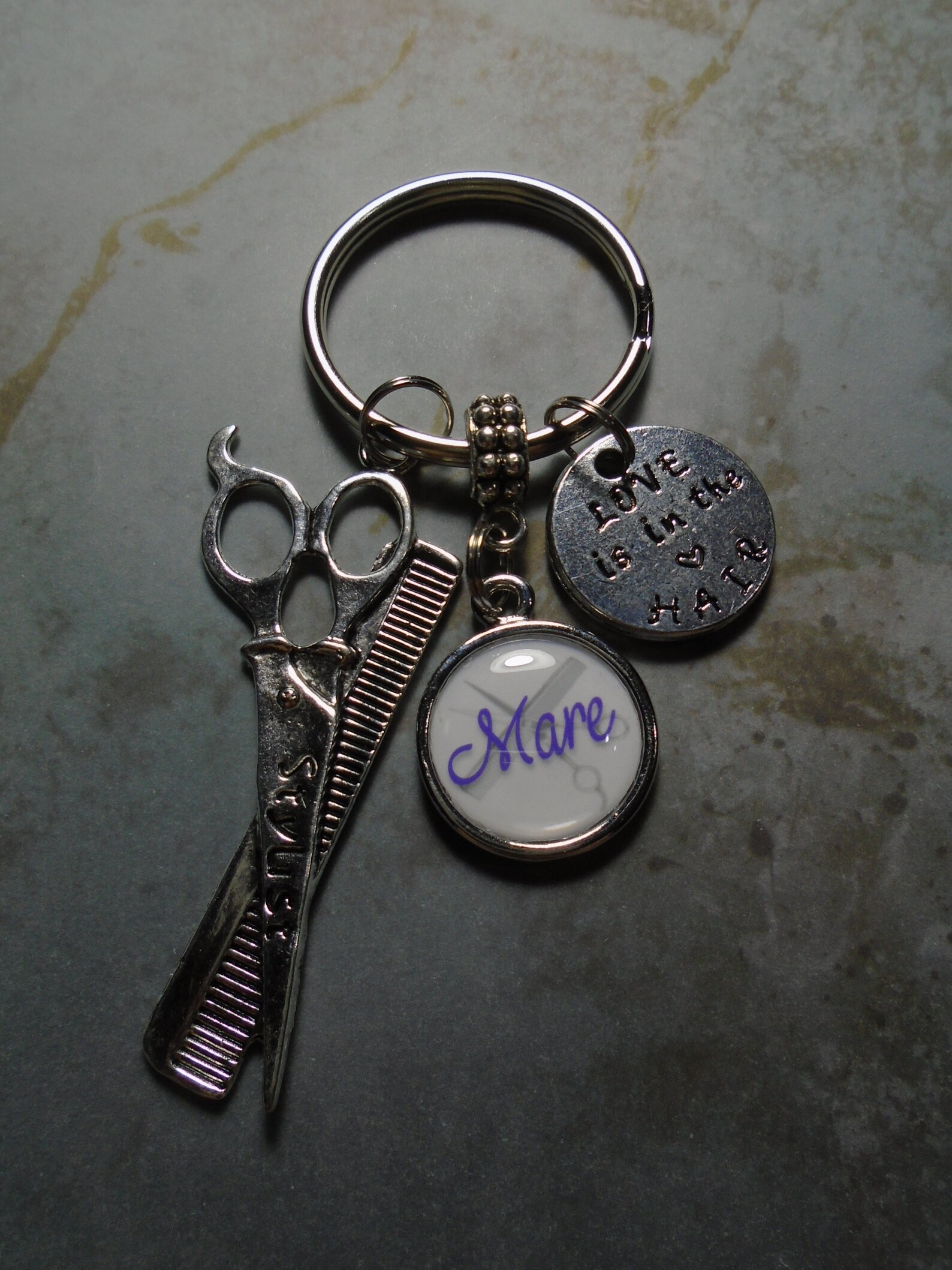 Personalized Hair Stylist key chain with charm | Etsy
