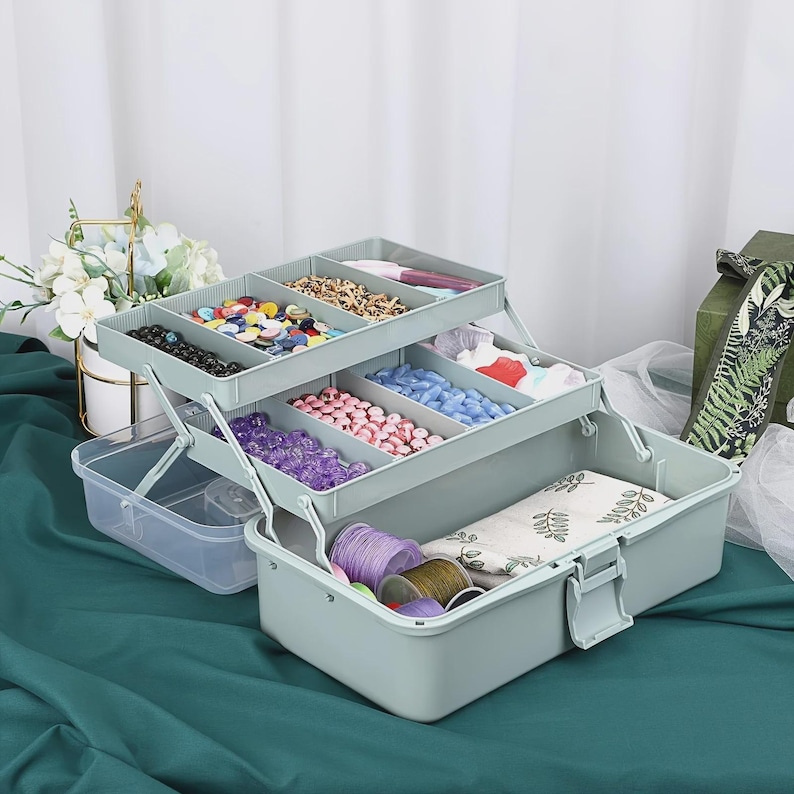 Personalized 3 Layer Craft Storage Box With Adjustable Dividers, Custom ...