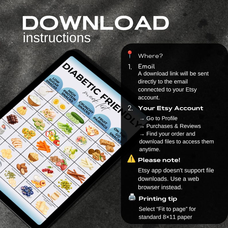 Diabetic Friendly Snack List Printable, Low Carb Low Sugar Snacks, Type ...
