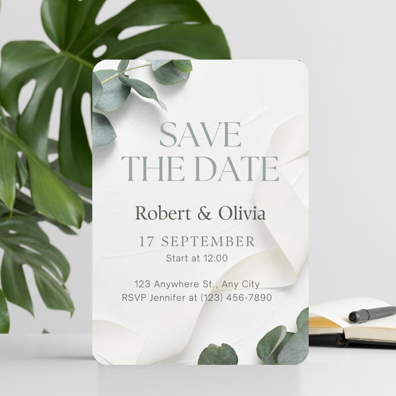 Editable Save the Date Template, Canva Wedding Invitation, Instant ...