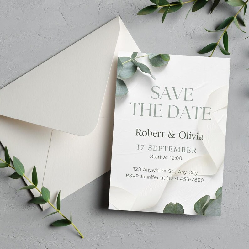 Editable Save the Date Template, Canva Wedding Invitation, Instant ...