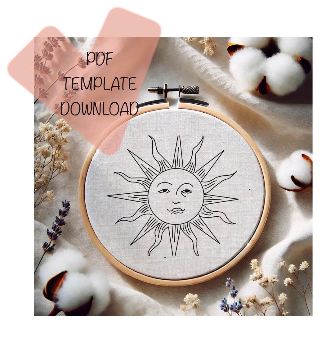 Sun Embroidery Pattern: Pretty Celestial Design (PDF Download) - Etsy
