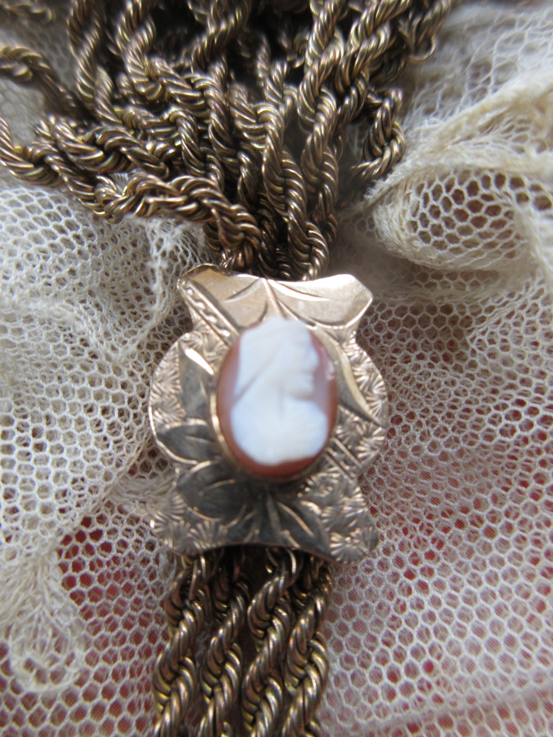 Antique Victorian Ladies Watch Chain With Carved Cameo Slide - Etsy