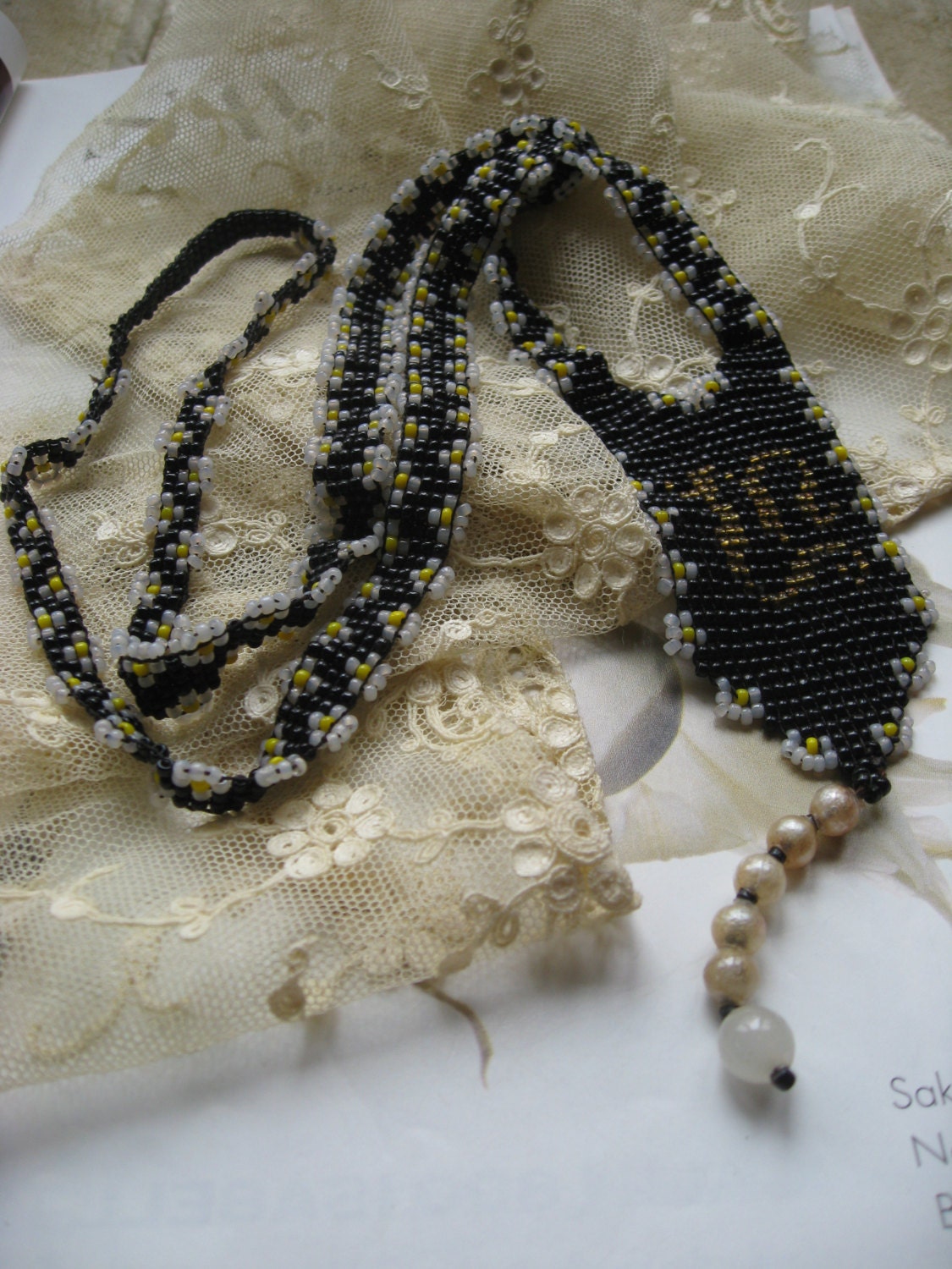 Vintage Flapper Necklace, Hand Beaded Jewelry, 1920s Necklace, 1920s ...