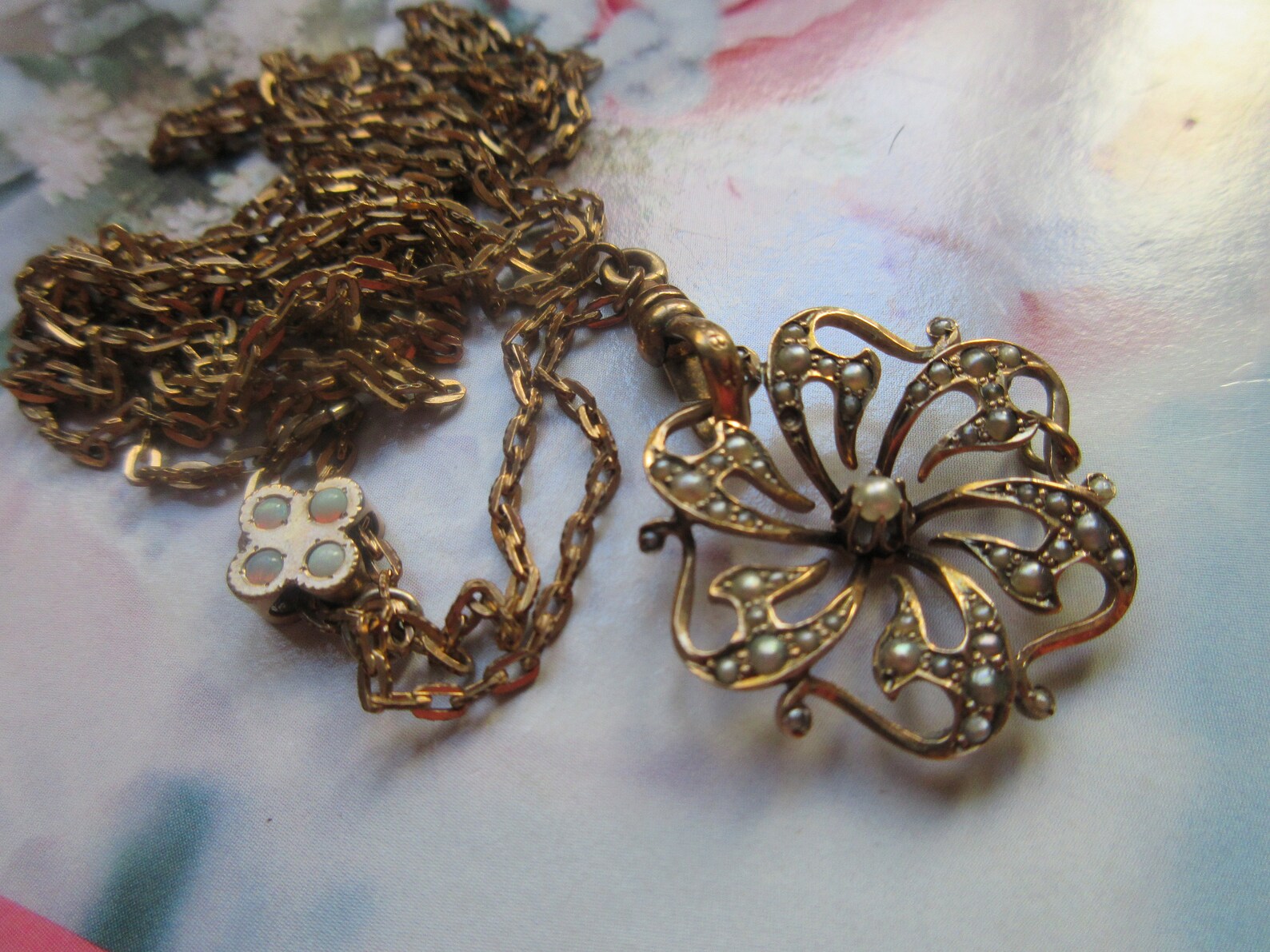 Antique Victorian Ladies Watch Chain With Opal Slide in Gold - Etsy