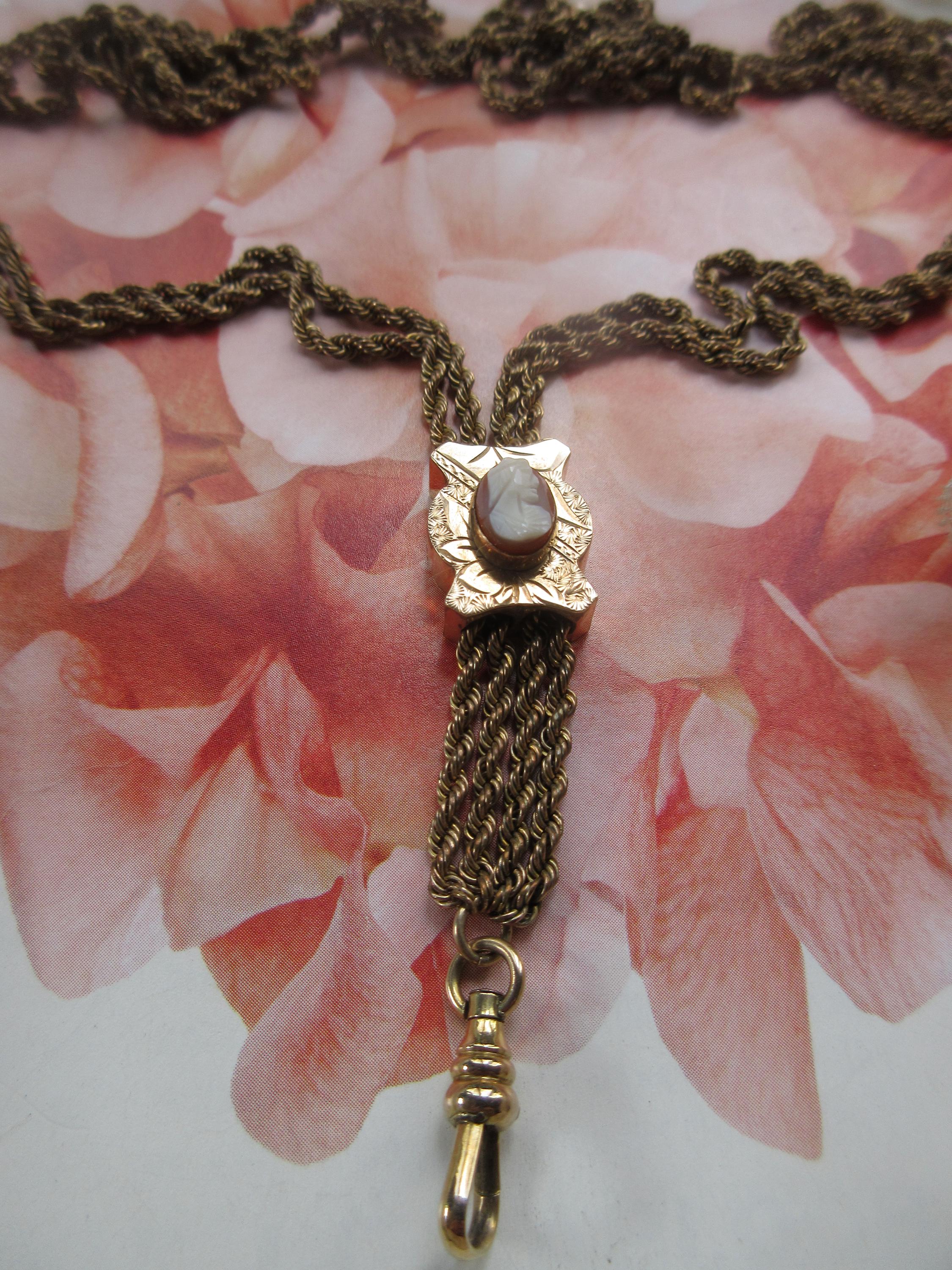 Antique Victorian Ladies Watch Chain With Carved Cameo Slide - Etsy