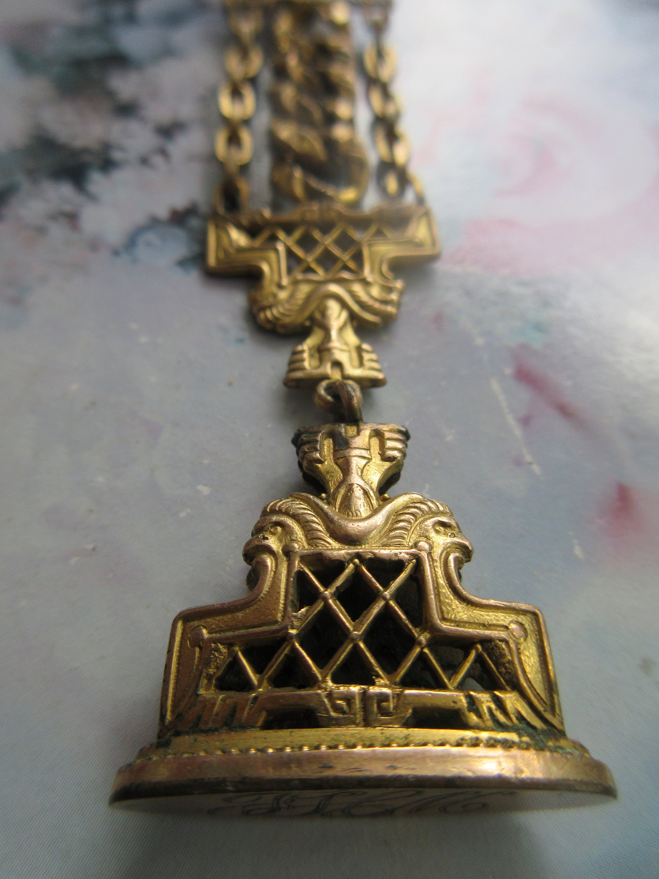Antique Pocket Watch Chain With Wax Seal Fob - Etsy