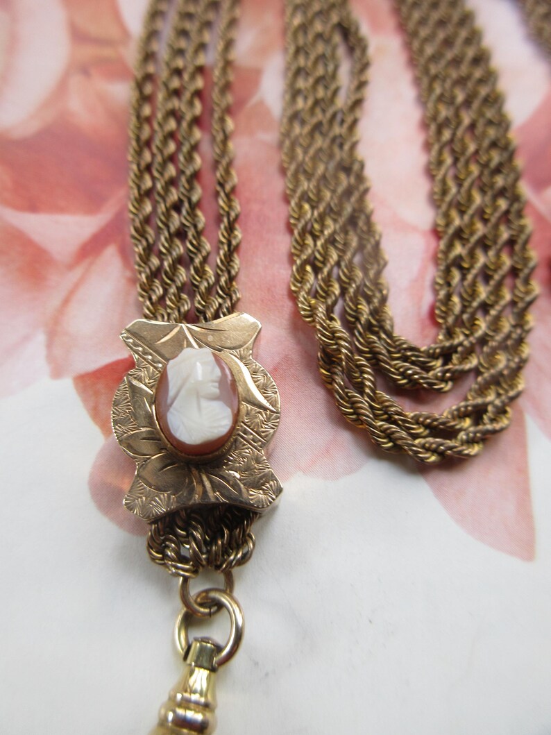 Antique Victorian Ladies Watch Chain With Carved Cameo Slide - Etsy