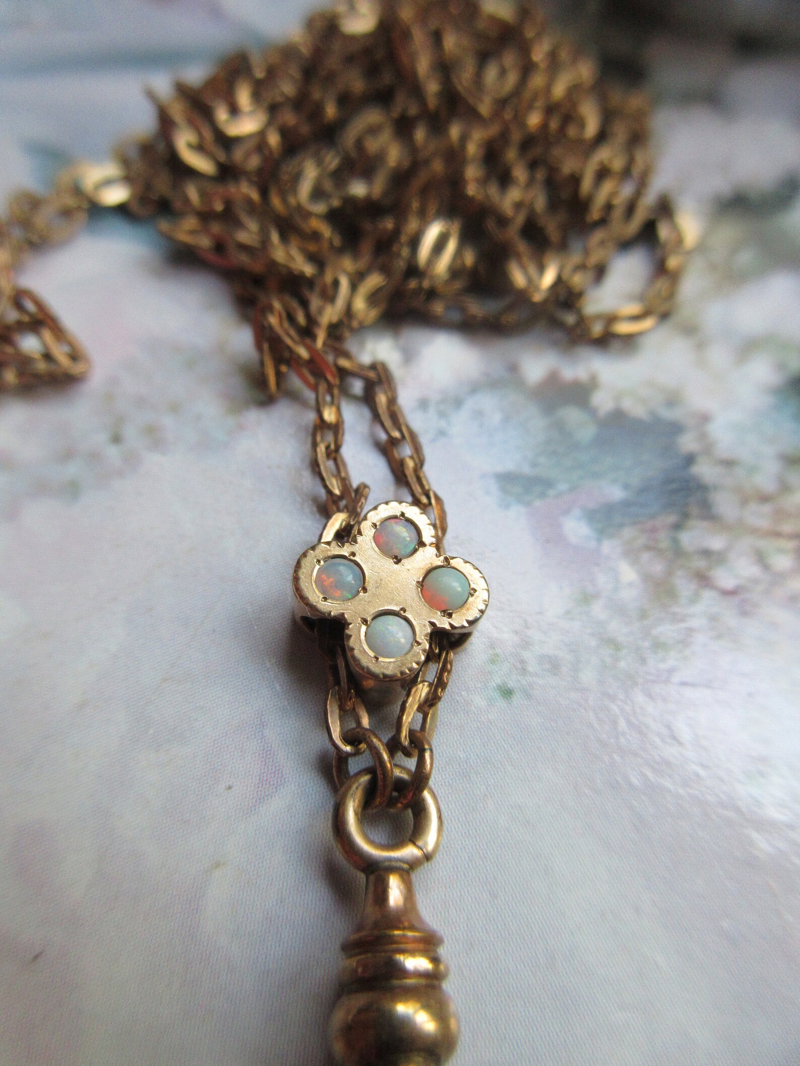 Antique Victorian Ladies Watch Chain With Opal Slide in Gold - Etsy