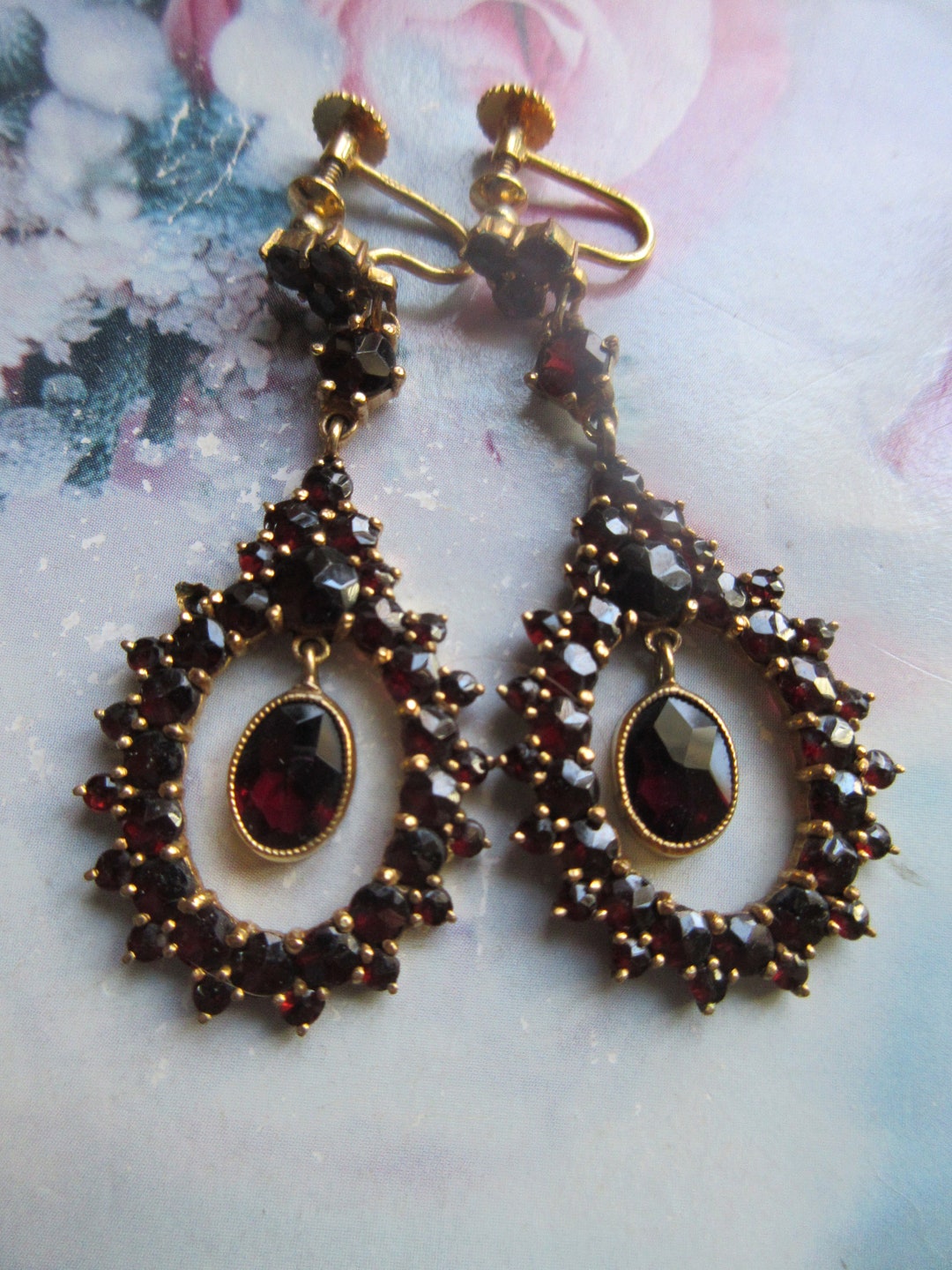 Older Vintage 1930s Bohemian Garnet Screw Back Drop Earrings - Etsy