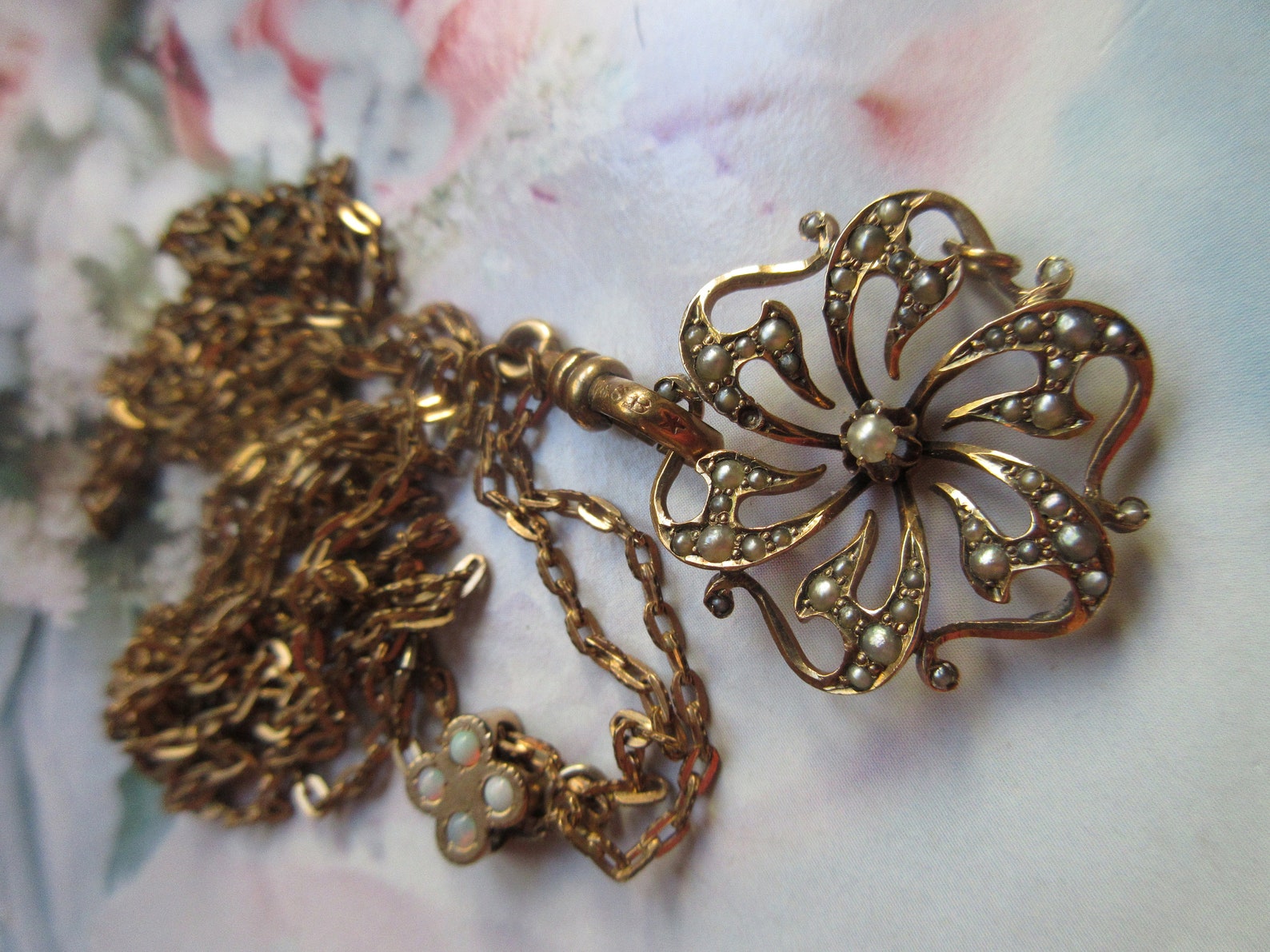 Antique Victorian Ladies Watch Chain With Opal Slide in Gold - Etsy