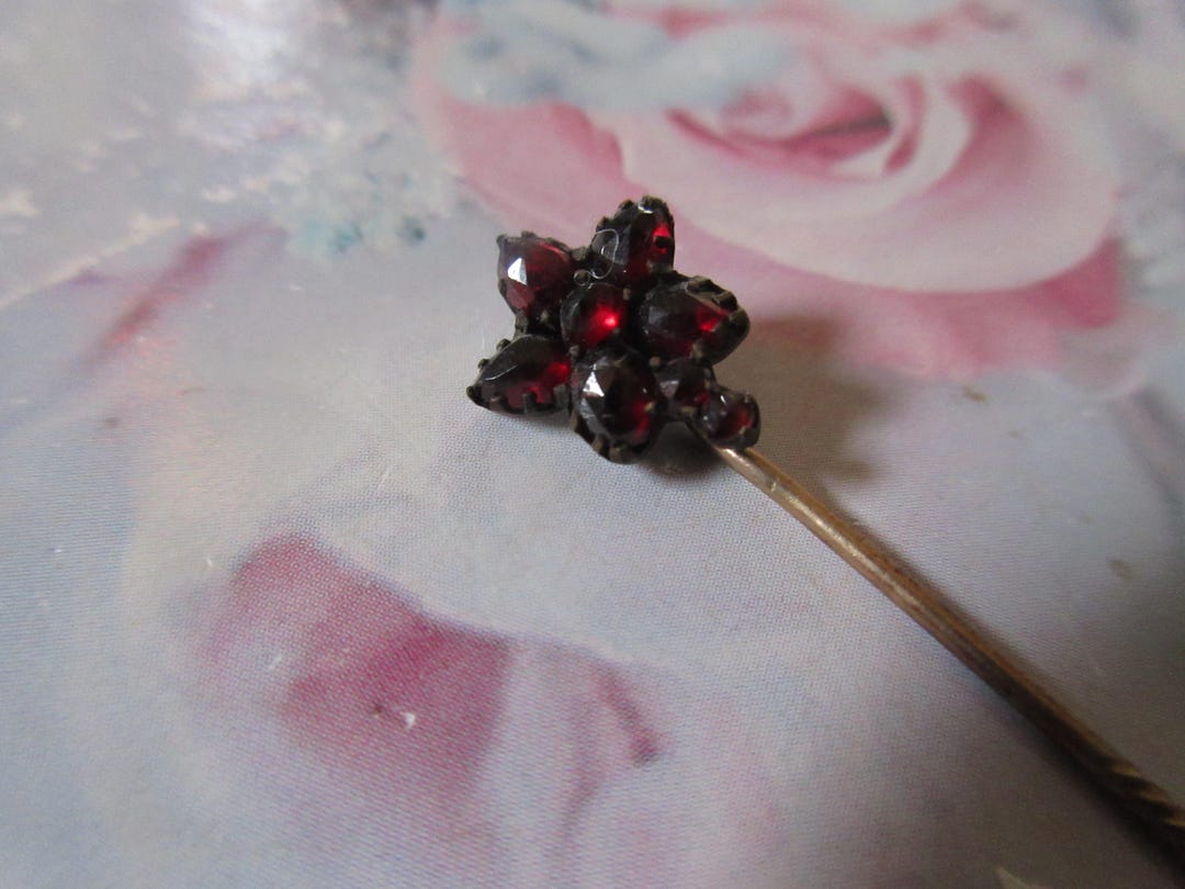 Antique Bohemian Garnet Star Flower Stick Pin - Etsy