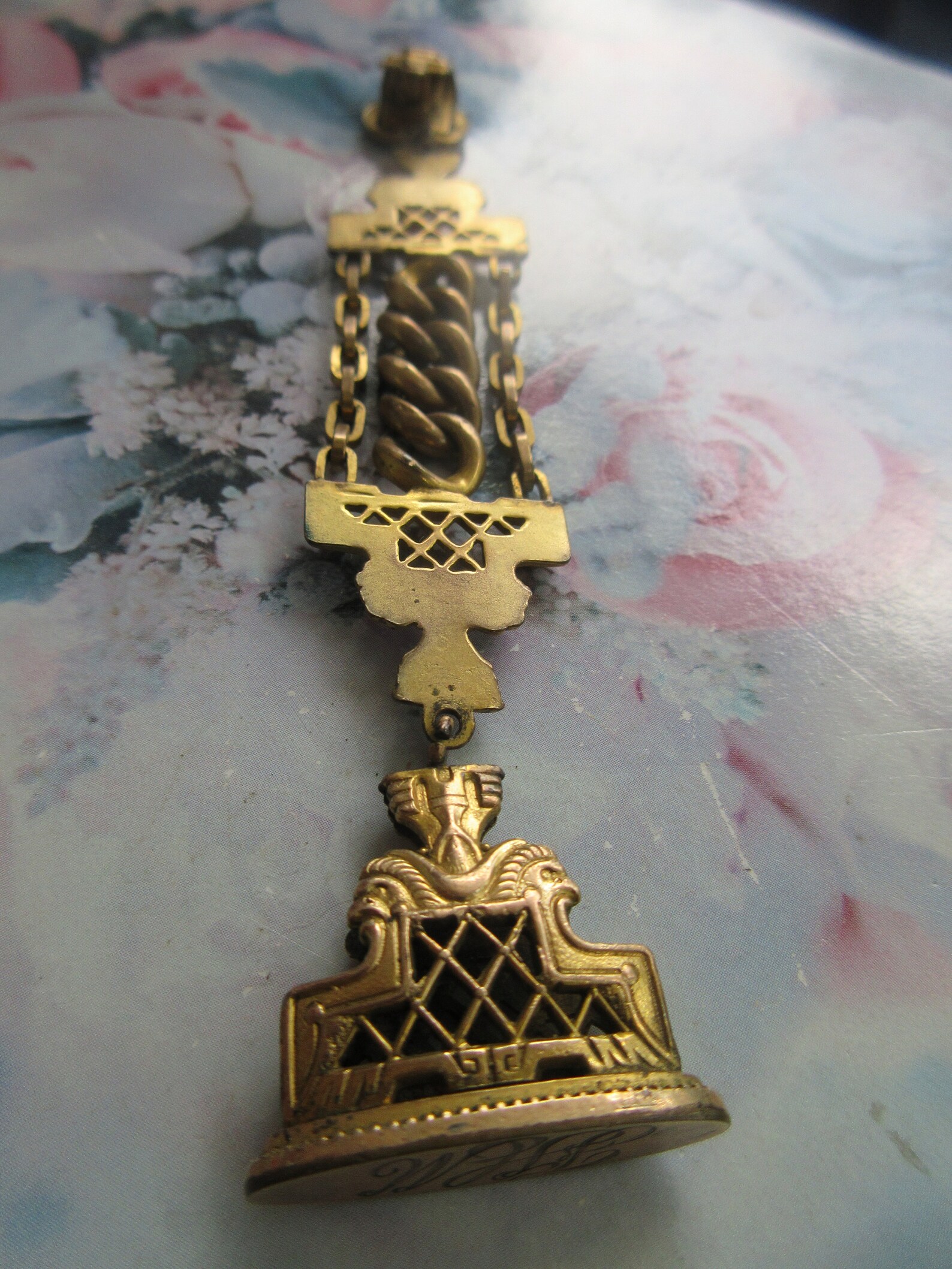 Antique Pocket Watch Chain With Wax Seal Fob - Etsy