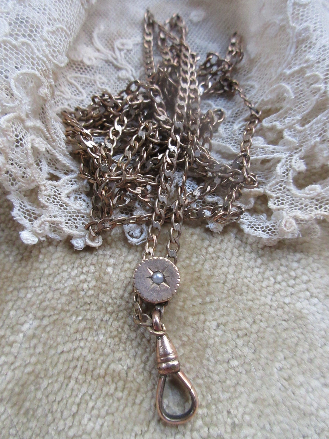 Antique Victorian Ladies Watch Chain in Gold Fill Star Burst - Etsy