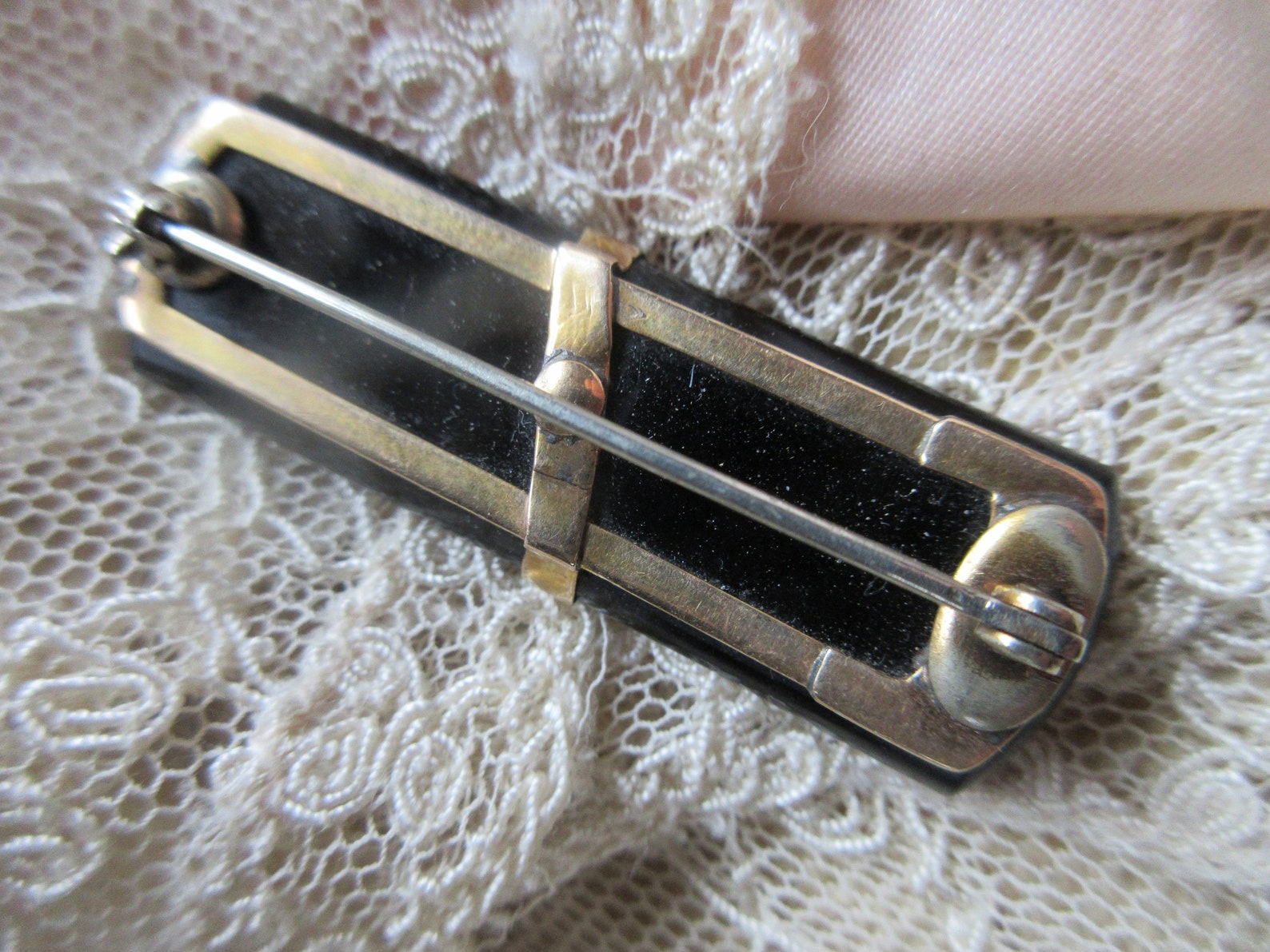 Victorian Antique 10K Black Onyx Seed Pearl Pin - Etsy