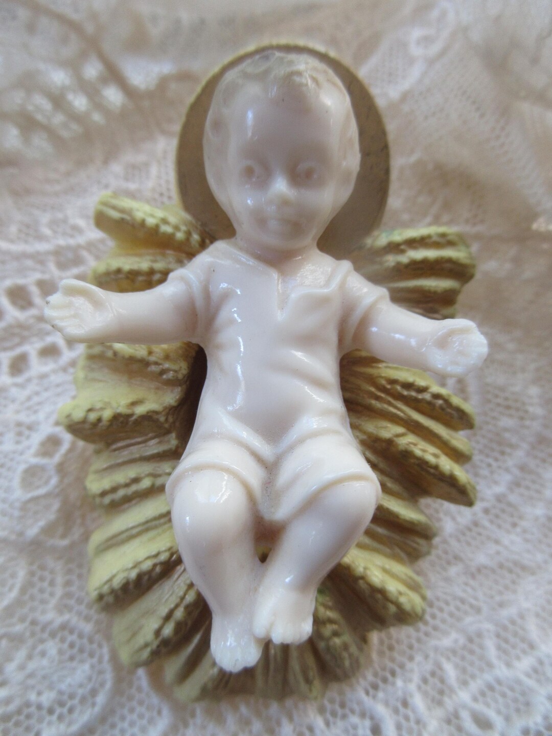 Vintage ESM Italy Plastic Baby Jesus in Manger - Etsy
