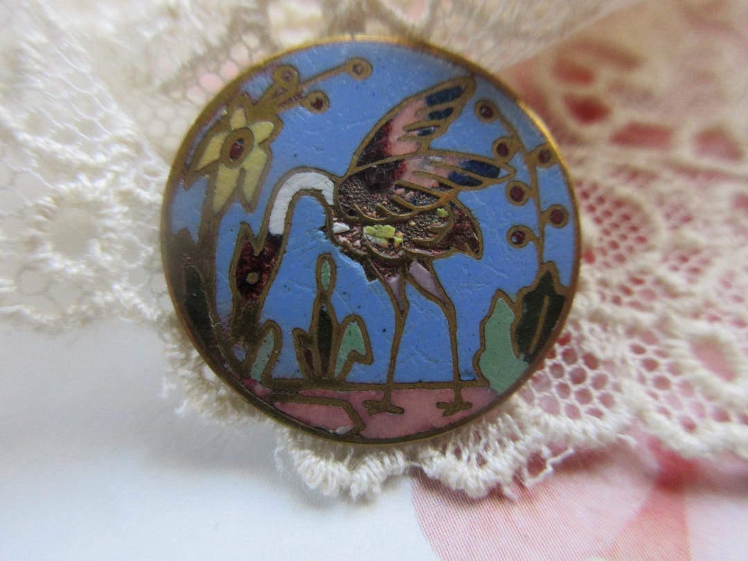 Antique Enameled Bird Button - Etsy